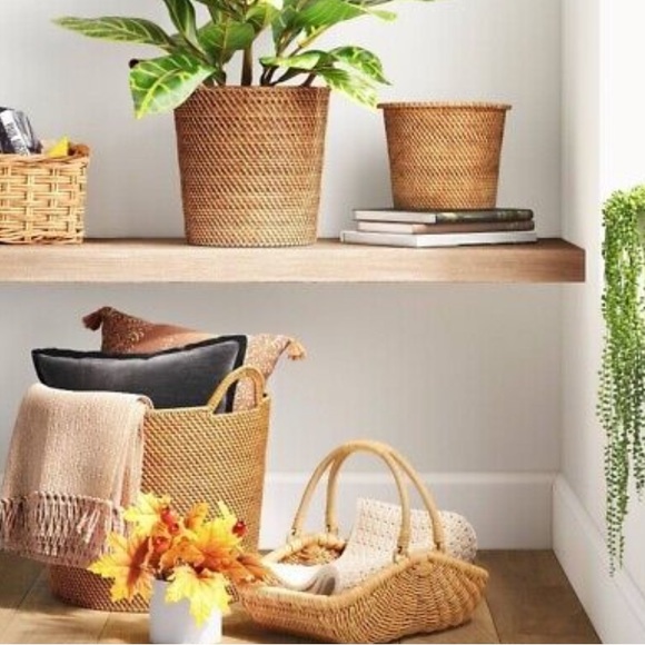 Threshold | Accents | Nwt Threshold Rattan Basket With Handles | Poshmark
